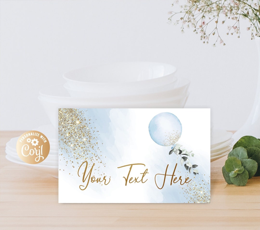 Oh Boy Blue Greenery Balloon Print Food Labels, Editable Boy Food Signs ...