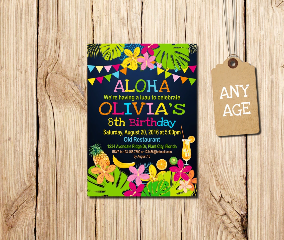 Luau Birthday Invitation Aloha Invitation Aloha Hawaii | Etsy