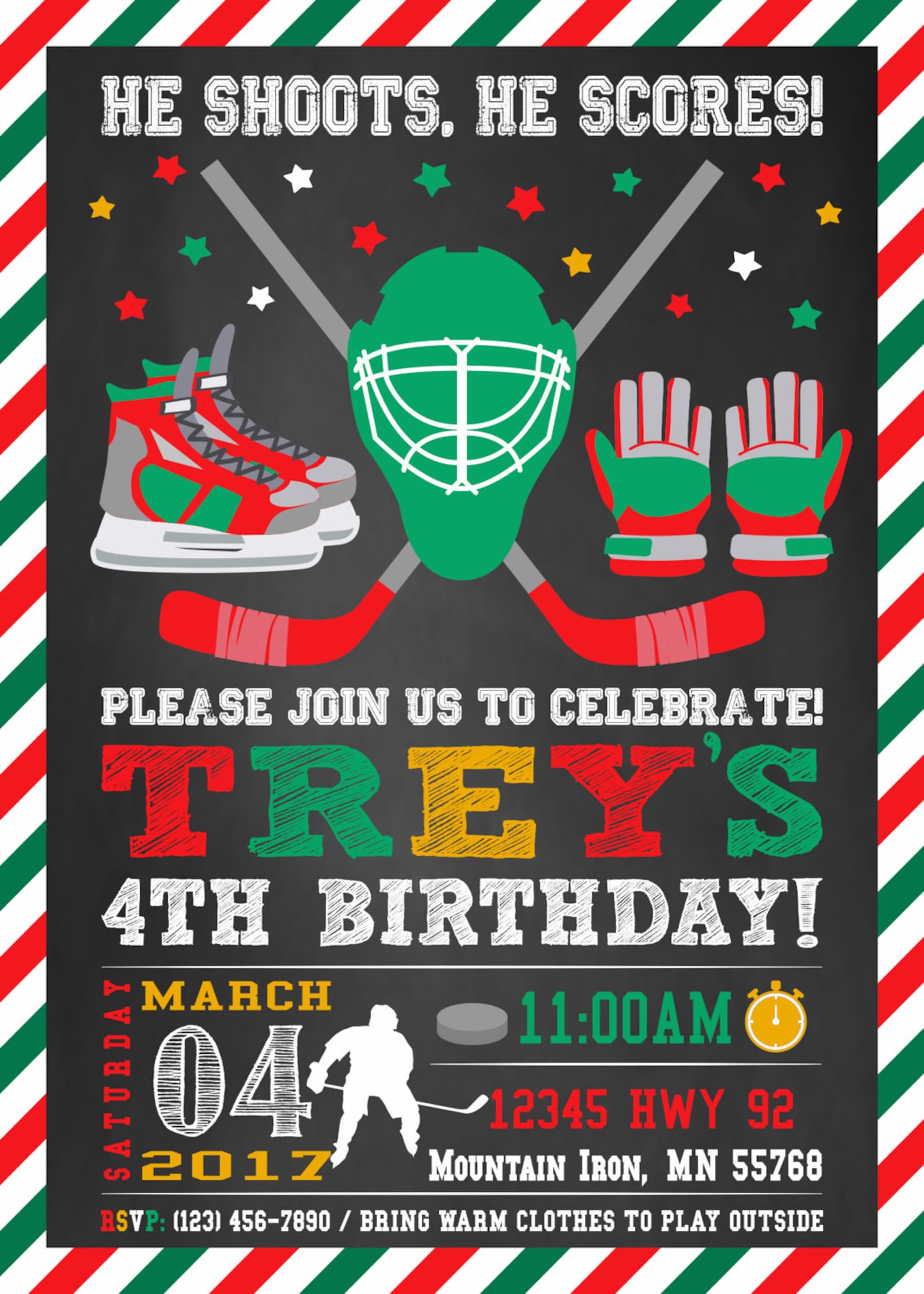 Hockey Invitation, Hockey Birthday Invitations, Hockey Birthday, Hockey ...