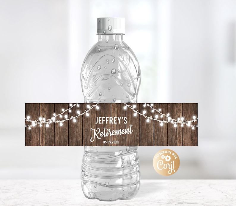 Editable Retirement Water Bottle Labels, Retirement Party Water Bottle ...