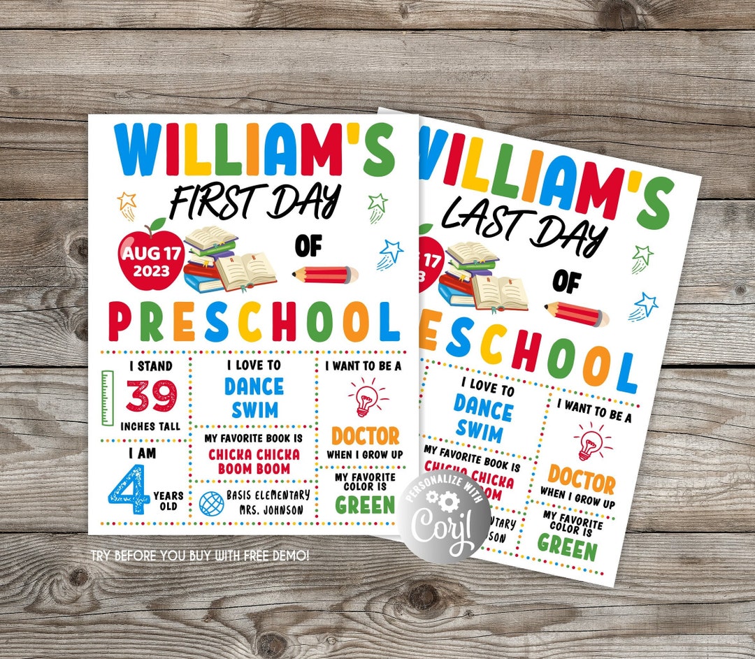 First Day of School Sign, Last Day of School Sign,editable Last Day of ...