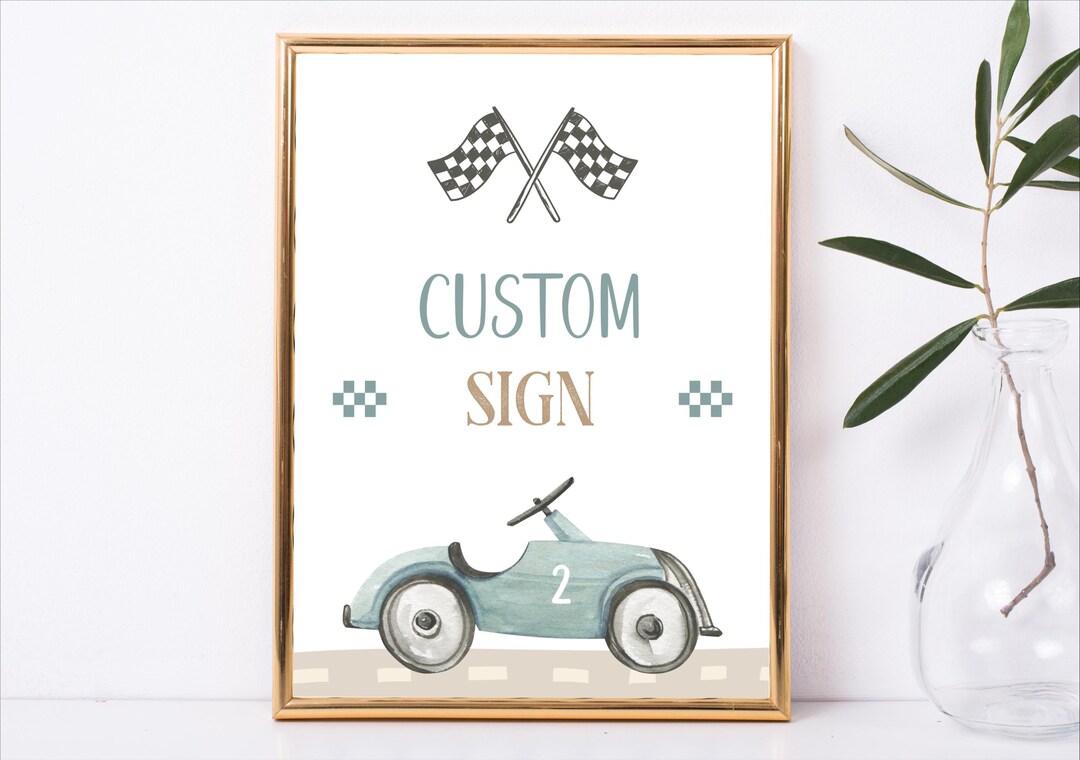 Editable Two Fast Custom Sign, Vintage Car Table Sign, Vintage Race Car ...