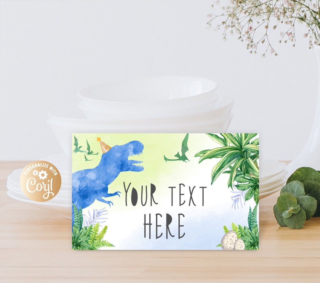 Editable Dinosaur Print Food Labels Boy Blue, Editable Dino T-rex Food ...