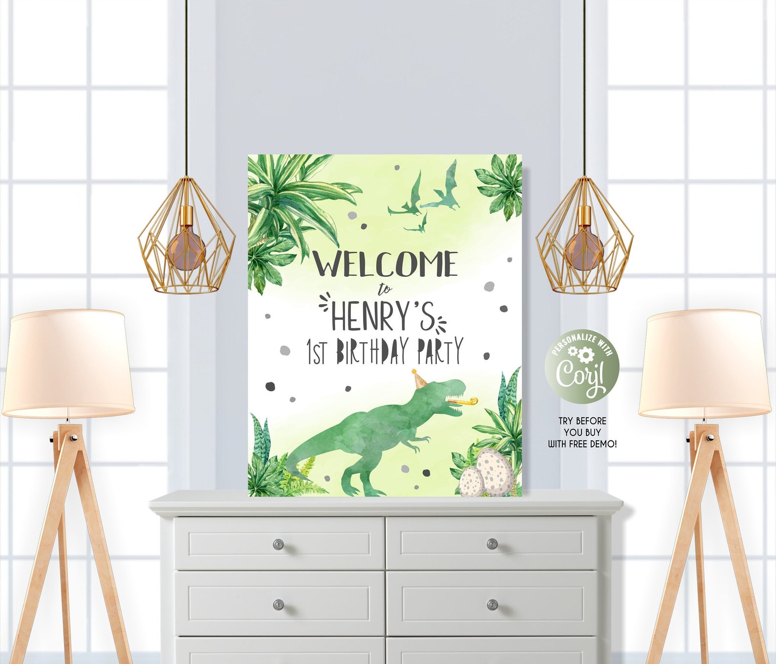 Dinosaur Welcome Sign Dinosaur Birthday Welcome Sign - Etsy