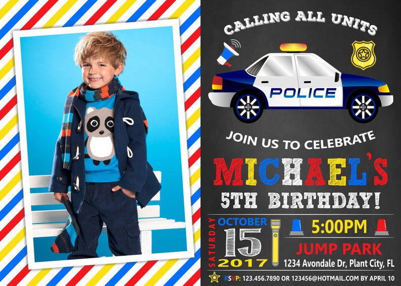 Police Invitation Police Birthday Invitations Police Boy | Etsy