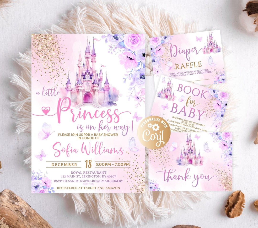 Editable Princess Baby Shower Set Invitations Princess Royal - Etsy