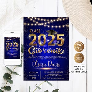Graduation Royal Blue Invitation, Graduation 2025 Party Invitation ...