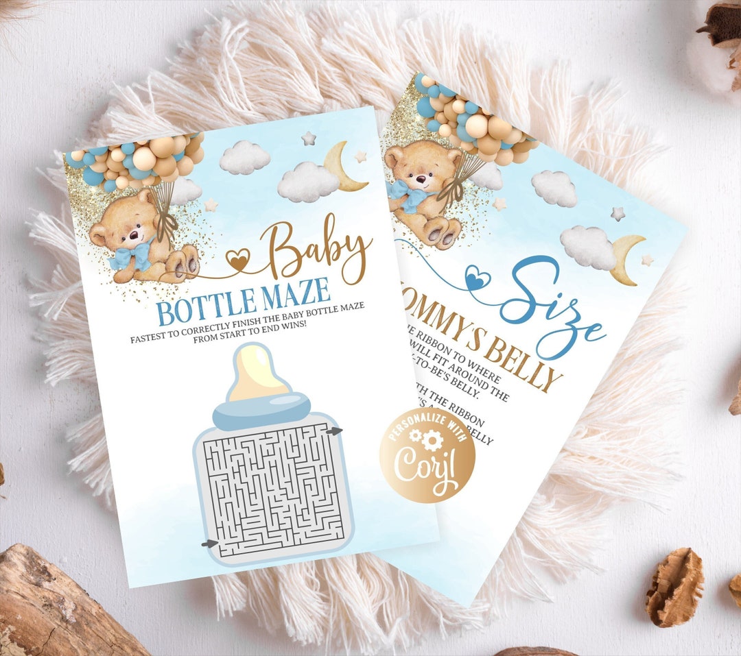 Bear Blue Guess How Big is Mommy's Belly Game Baby Shower, Bear Blue ...