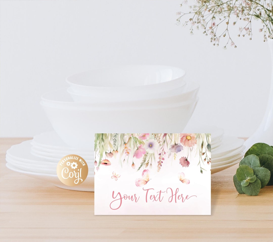 Wildflower Print Food Labels Girl Pink Floral Editable Food Signs Food ...