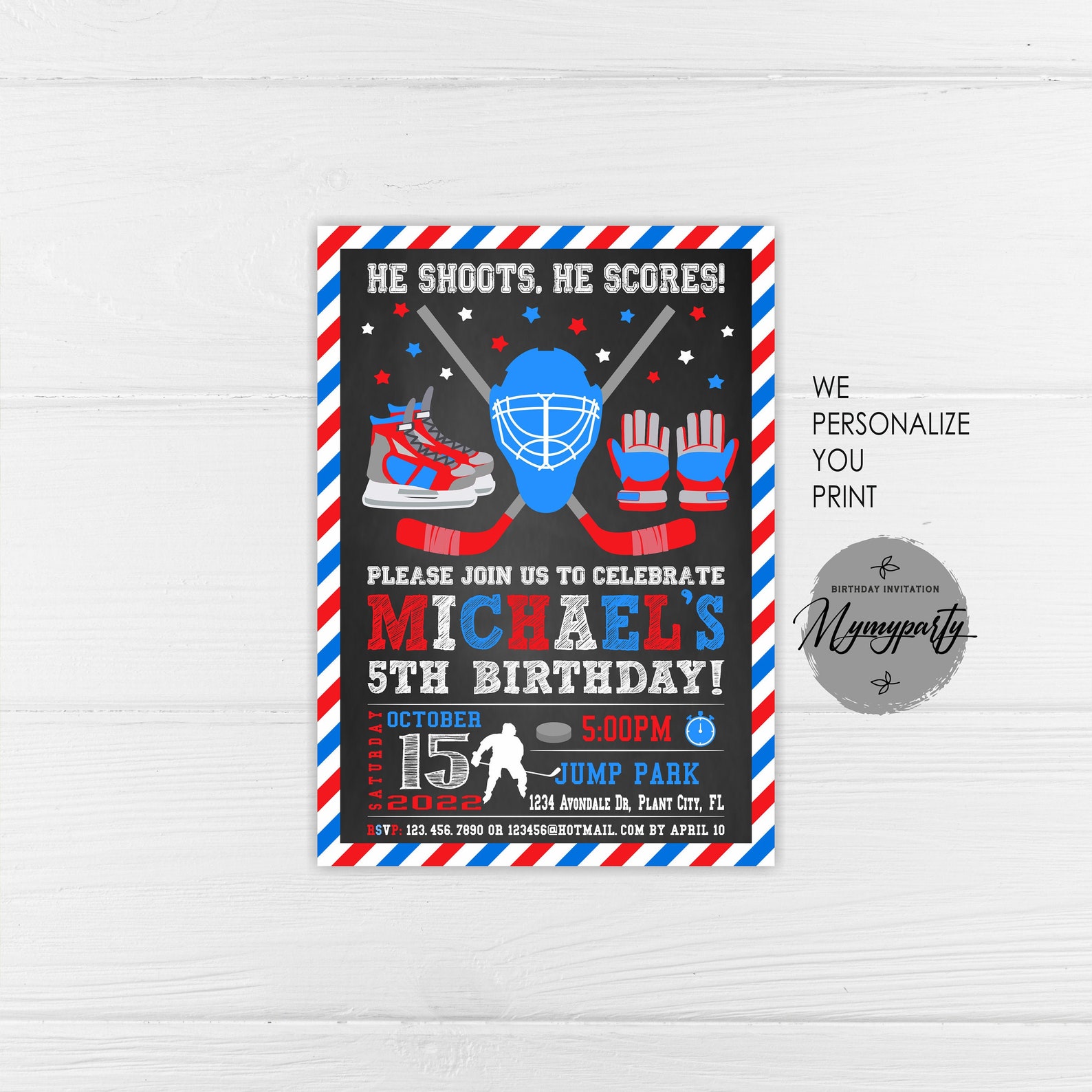 Hockey Invitation, Hockey Birthday Invitations, Hockey Birthday, Hockey ...