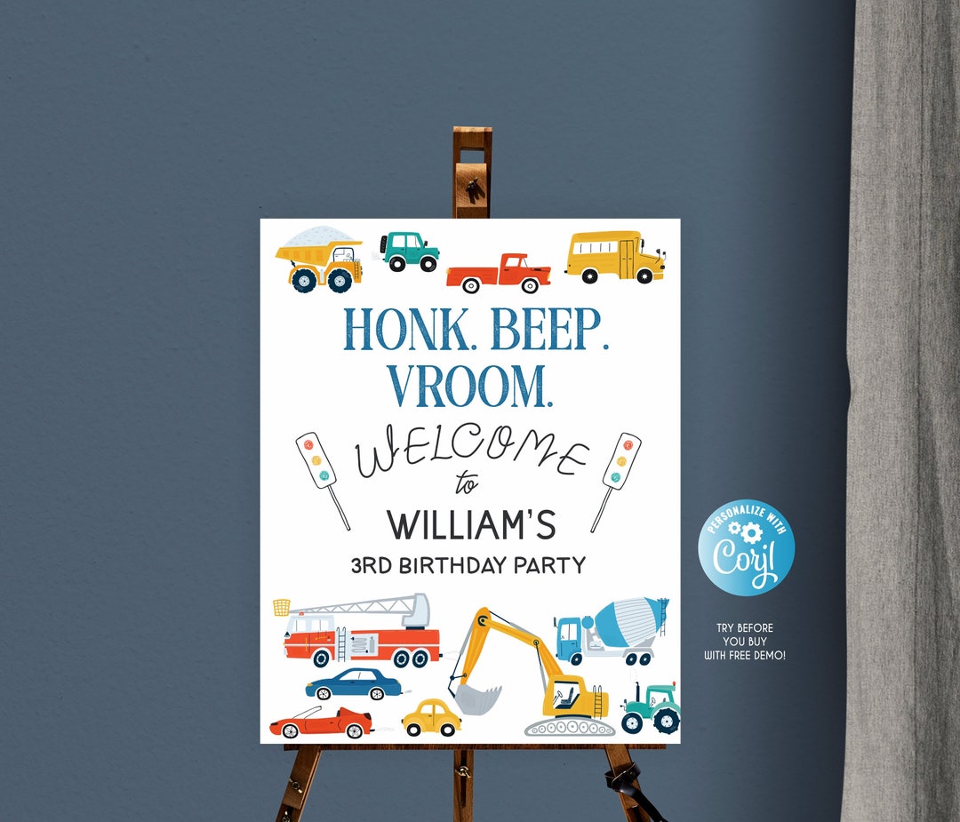 Transportation Welcome Sign, Truck Welcome Sign, Cars Birthday Sign ...