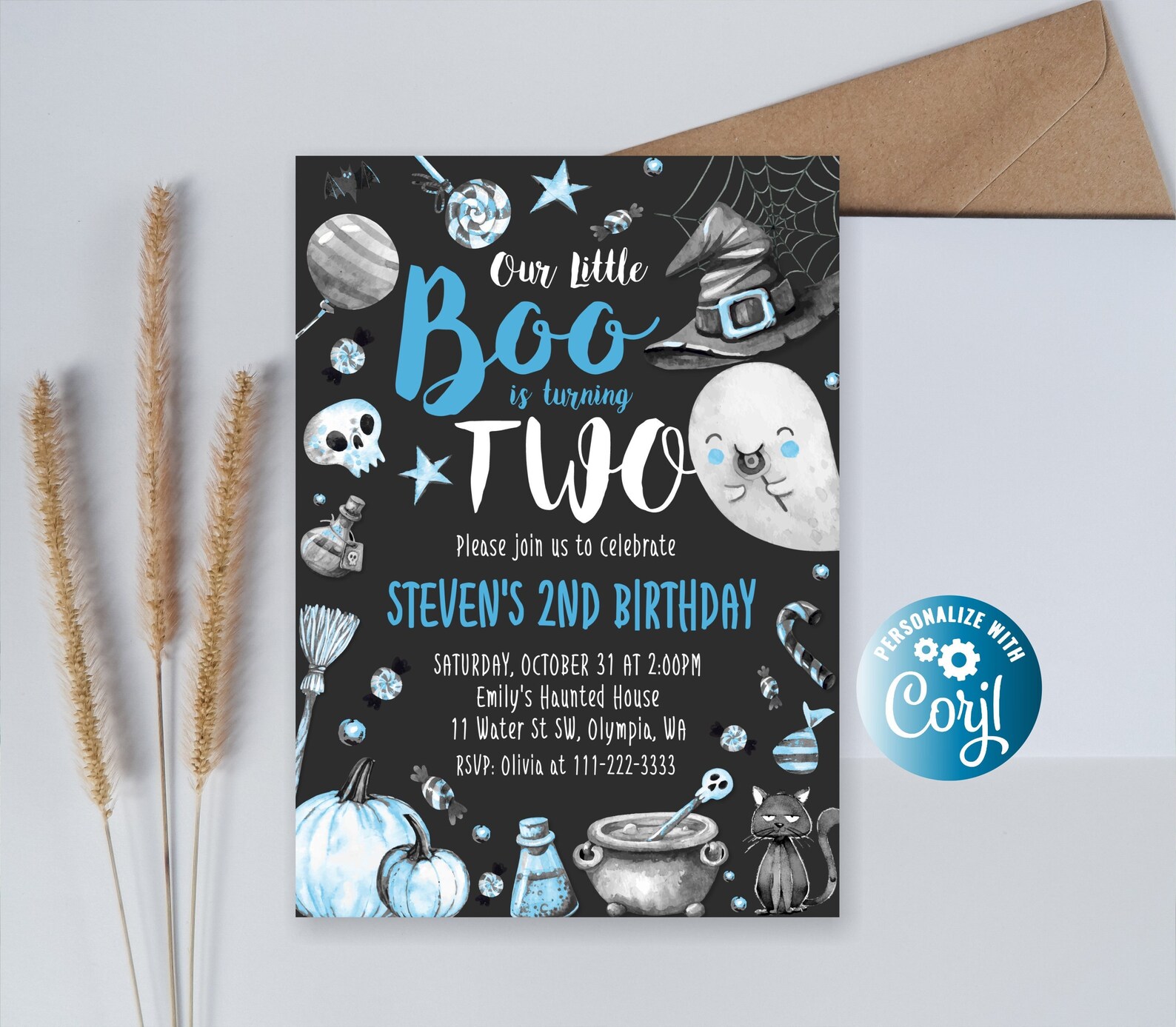Editable Our Little Boo Birthday Party Invitation Boy Blu - Etsy