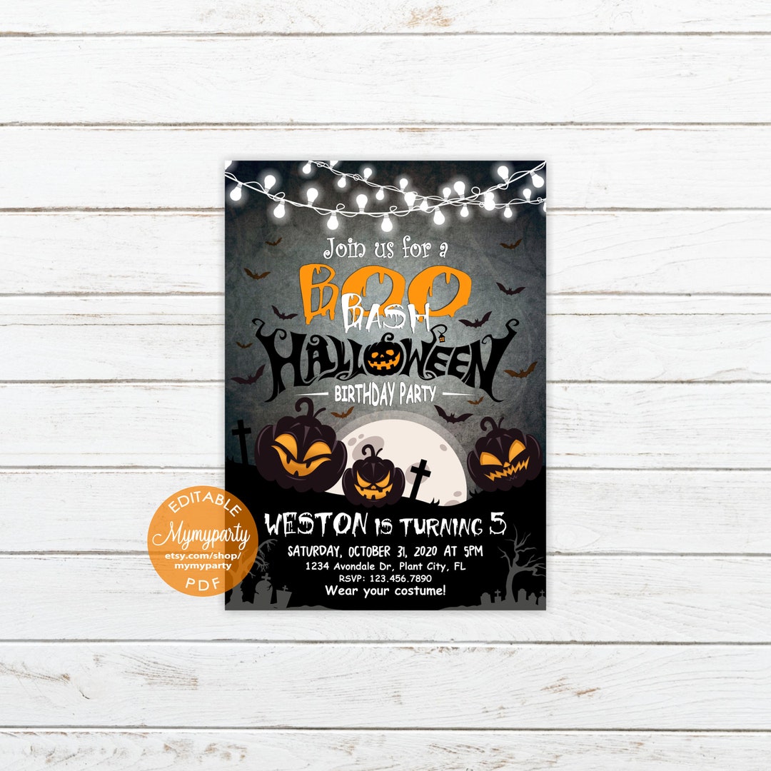 Halloween Birthday Invitation, Boo Bash, Halloween Birthday, Halloween ...