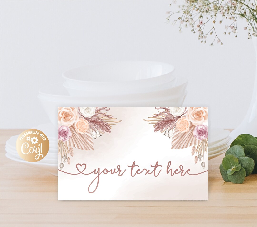 Editable Boho Print Food Labels Girl Pink Roses Purple, Boho Food Signs ...