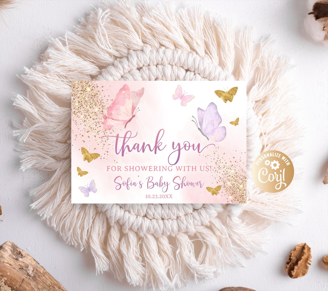 Thank You Butterfly Baby Shower Card, Thank You Card Butterfly Baby ...