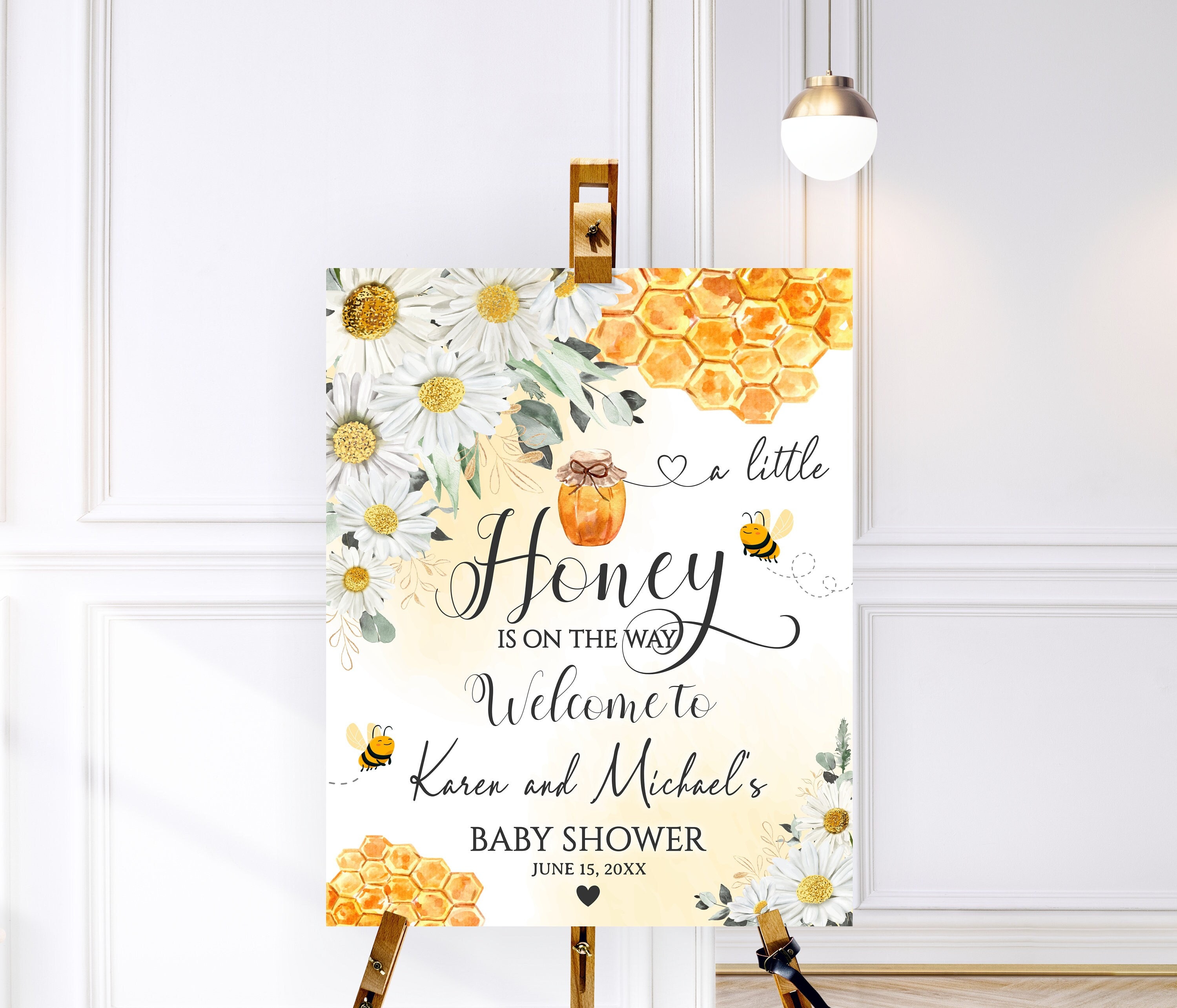 Editable Bee A Little Honey Baby Shower Welcome Sign, Baby Shower ...