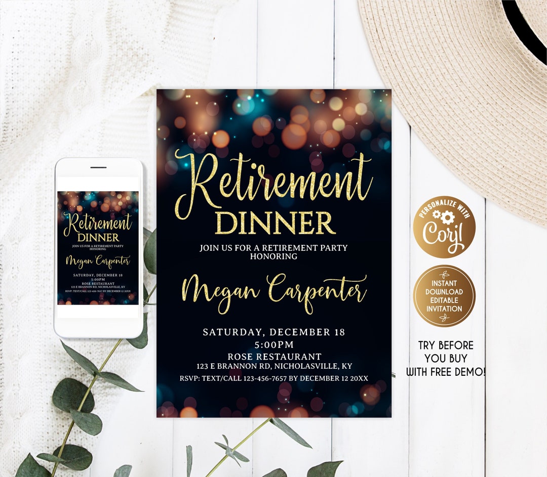 Retirement Invitation, Retirement Party Invitation, Retirement, Instant ...