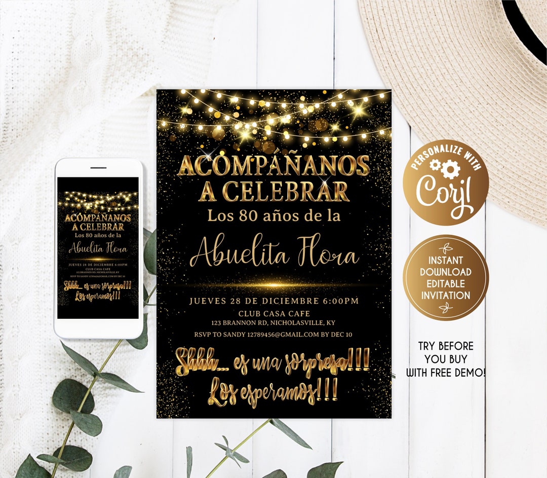 Shhh… Es Una Sorpresa, Los Esperamos, Birthday Invitation in Spanish ...