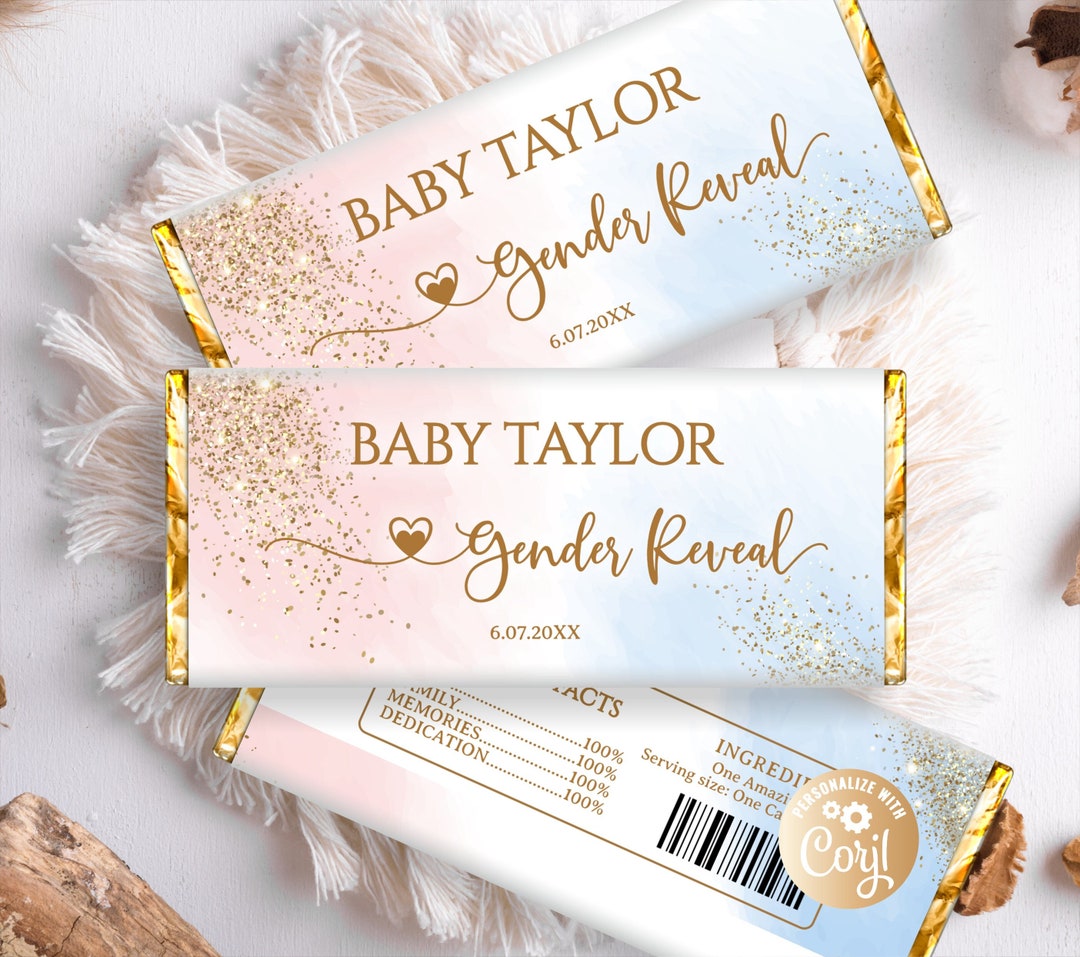 Editable Gender Reveal Chocolate Wrapper, Printable He or She? Candy ...