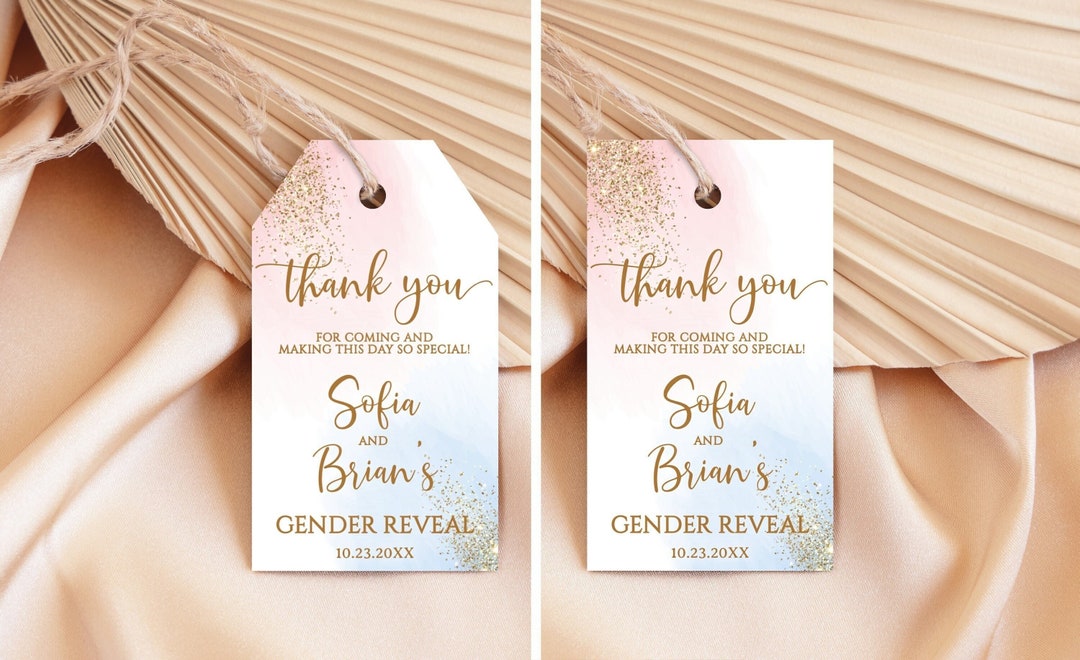 Editable Gender Reveal Thank You Tags, Boy or Girl, He or She Baby ...
