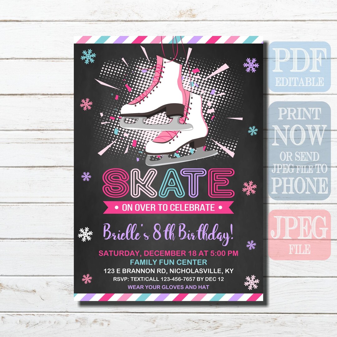 Ice Skating Invitation, Skating Invitation, Instant Download, Ice ...