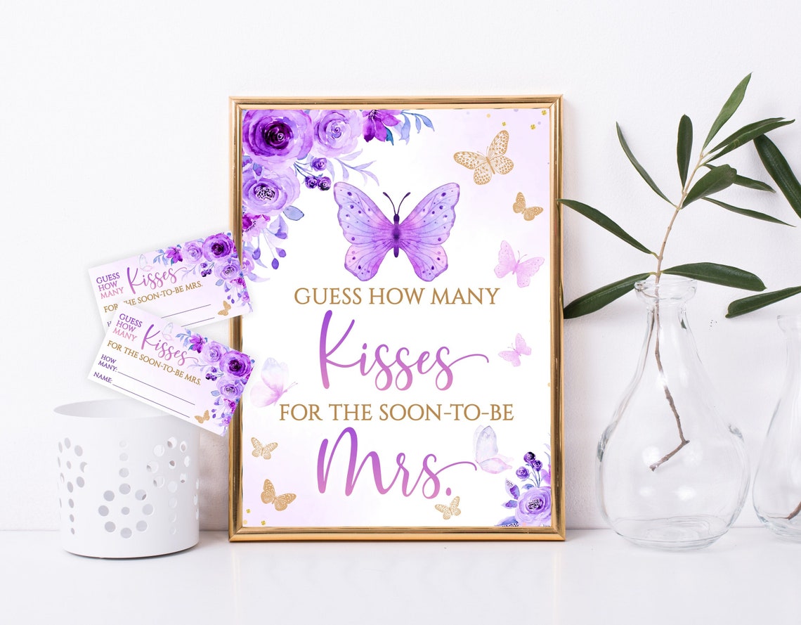 Butterfly Guess How Many Kisses for the Soon to Be Mrs Sign - Etsy