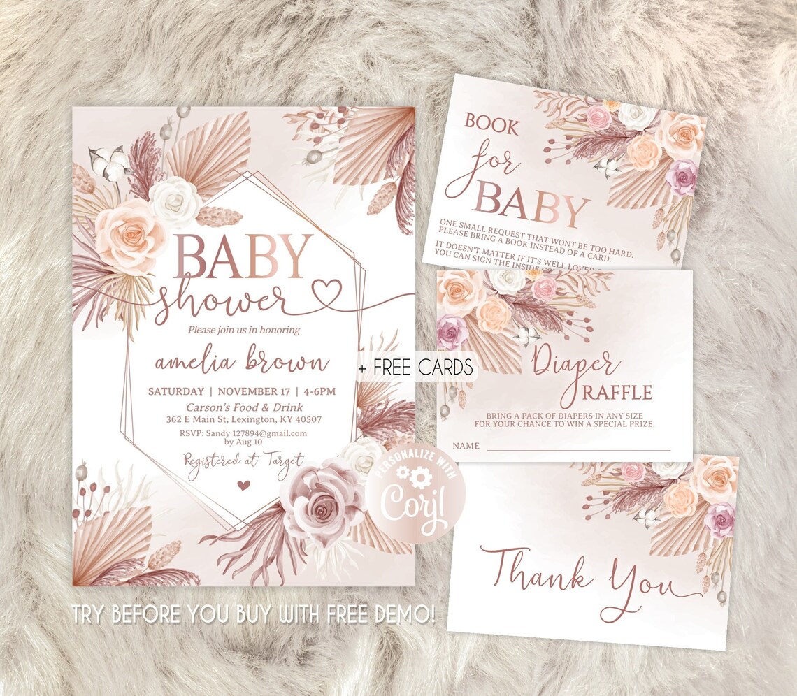 Boho Baby Shower Invitation Boho Baby Shower Modern Boho - Etsy