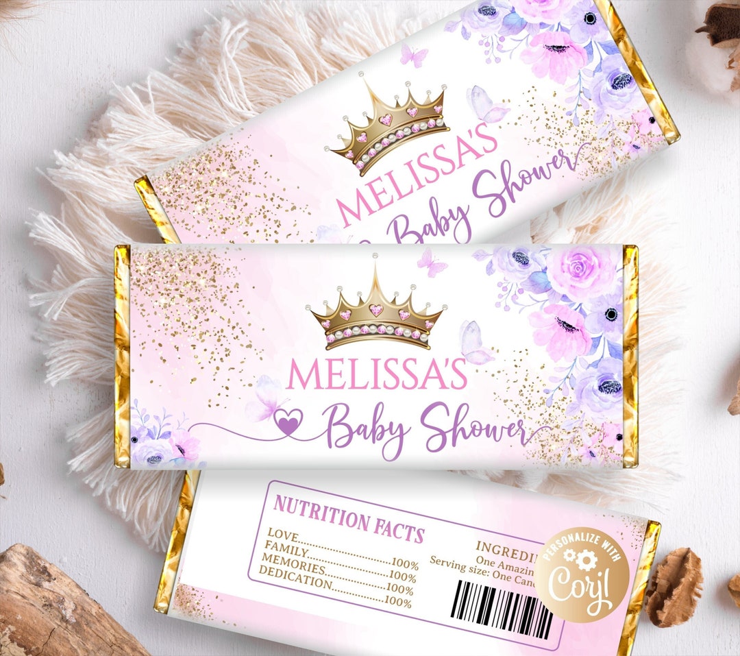 Editable Princess Chocolate Wrapper Purple Roses Printable Royal Candy ...