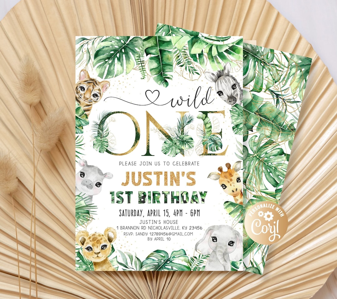 Wild One 1st Birthday Invitation, 1st Birthday Boy, He's a Wild One Boy ...