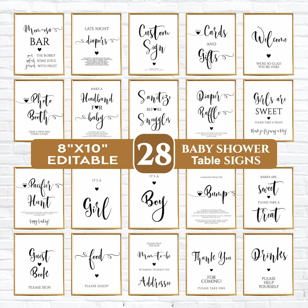 Editable Baby Shower Sign Bundle, Minimalist Baby Shower Table Signs ...