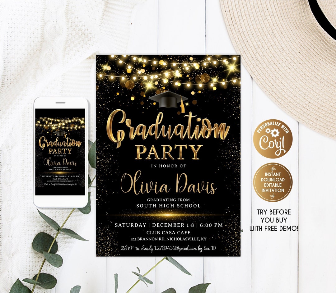 Graduation Party Invitation, Graduation & Birthday Invitation ...