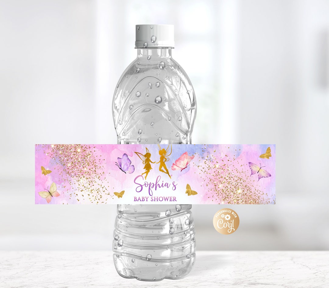 Editable Fairy Bottle Label Baby Shower, Magical Fairies Birthday Water ...