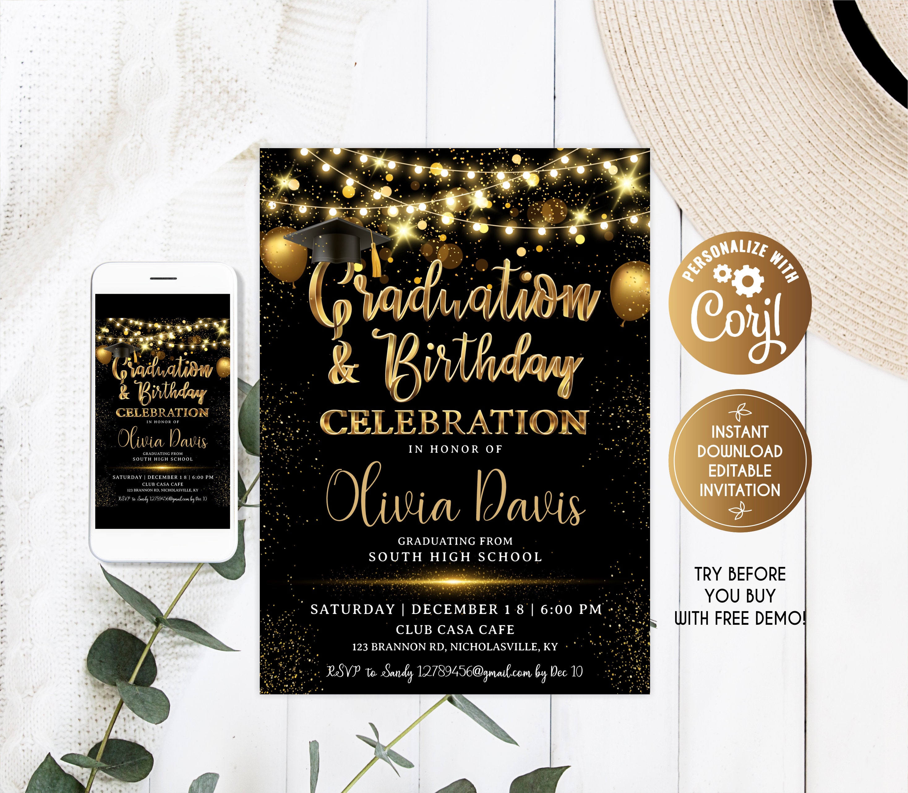Graduation Party Invitation Graduation & Birthday Invitation - Etsy