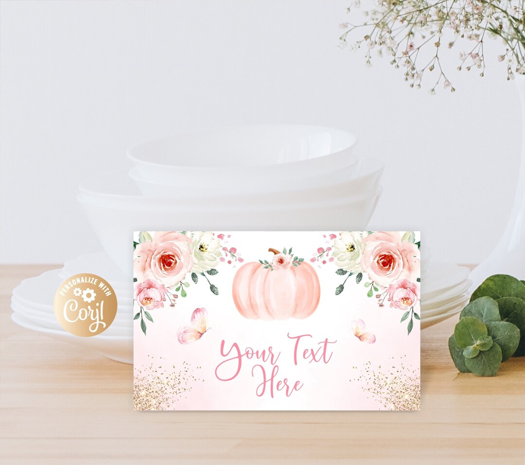 Pumpkin Print Food Labels Girl Pink, Editable Pumpkin Food Signs ...