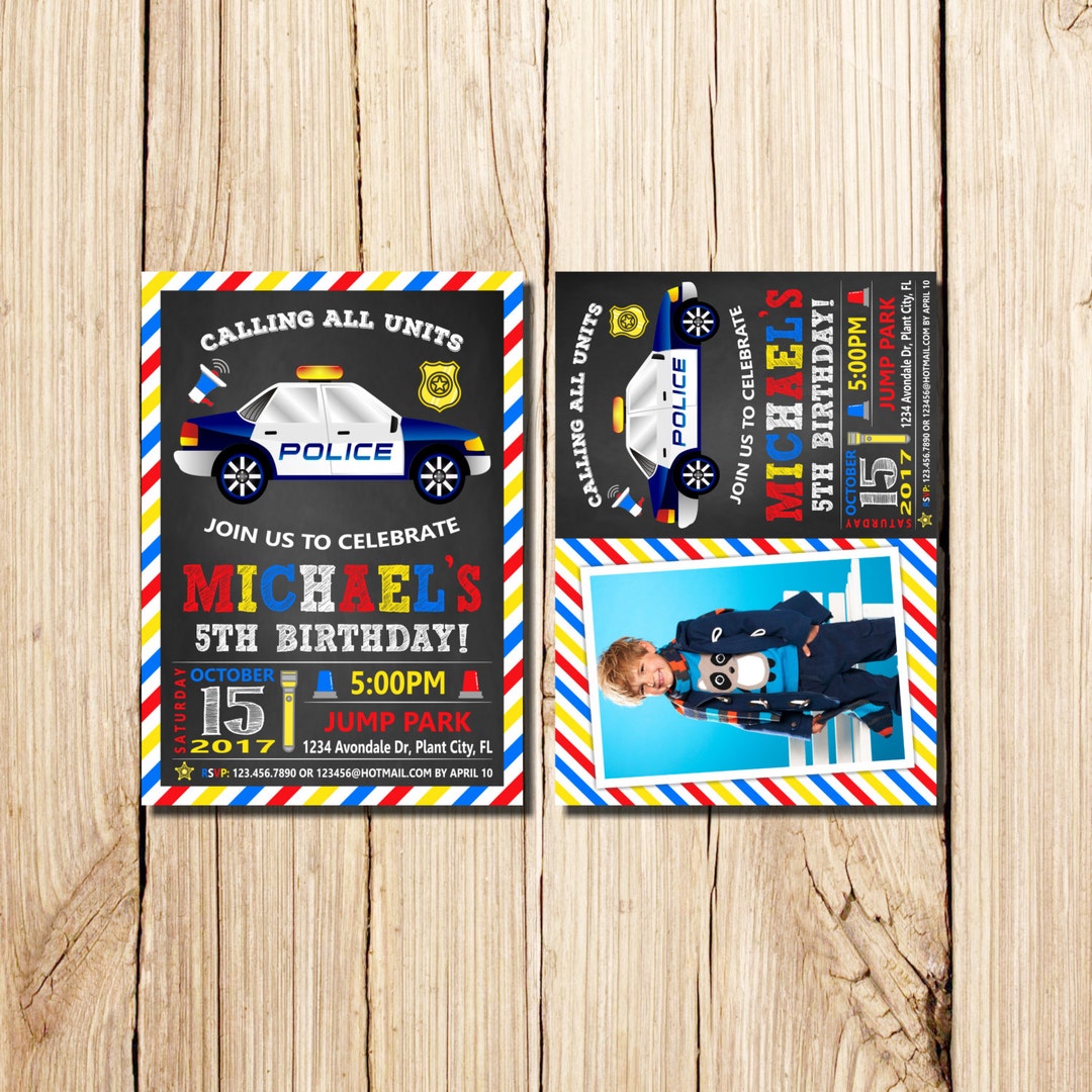 Police Invitation, Police Birthday Invitations, Police Boy Invitation ...