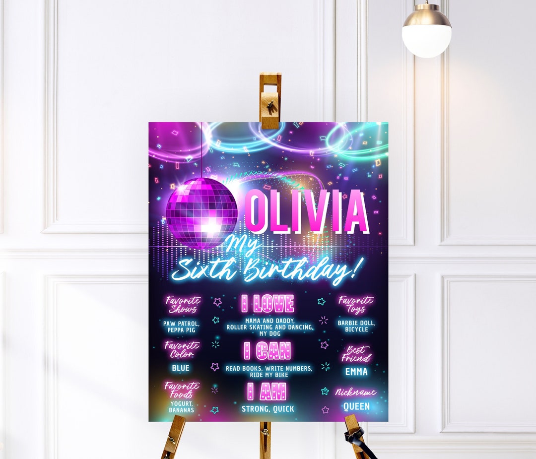 Editable Dance Milestone Birthday Poster Sign, Disco Birthday Poster ...