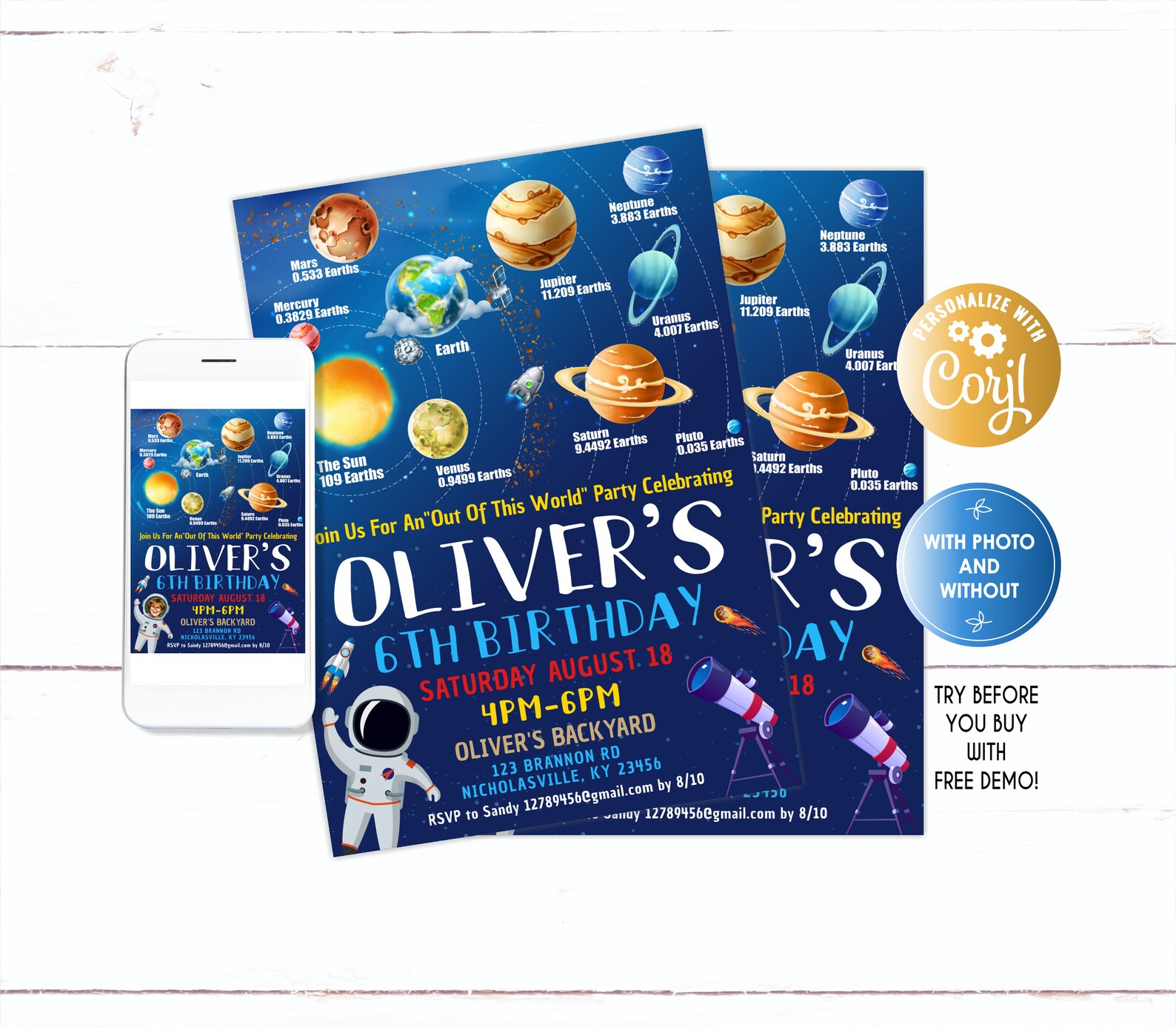 Solar System Birthday Invitation Space Birthday Printable - Etsy