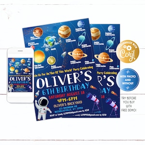 Solar System Birthday Invitation, Space Birthday Printable Invitation ...