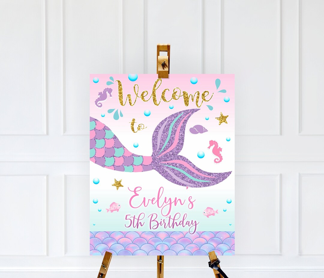 Mermaid Welcome Sign, Mermaid Sign, Instant Download, Welcome Sign ...