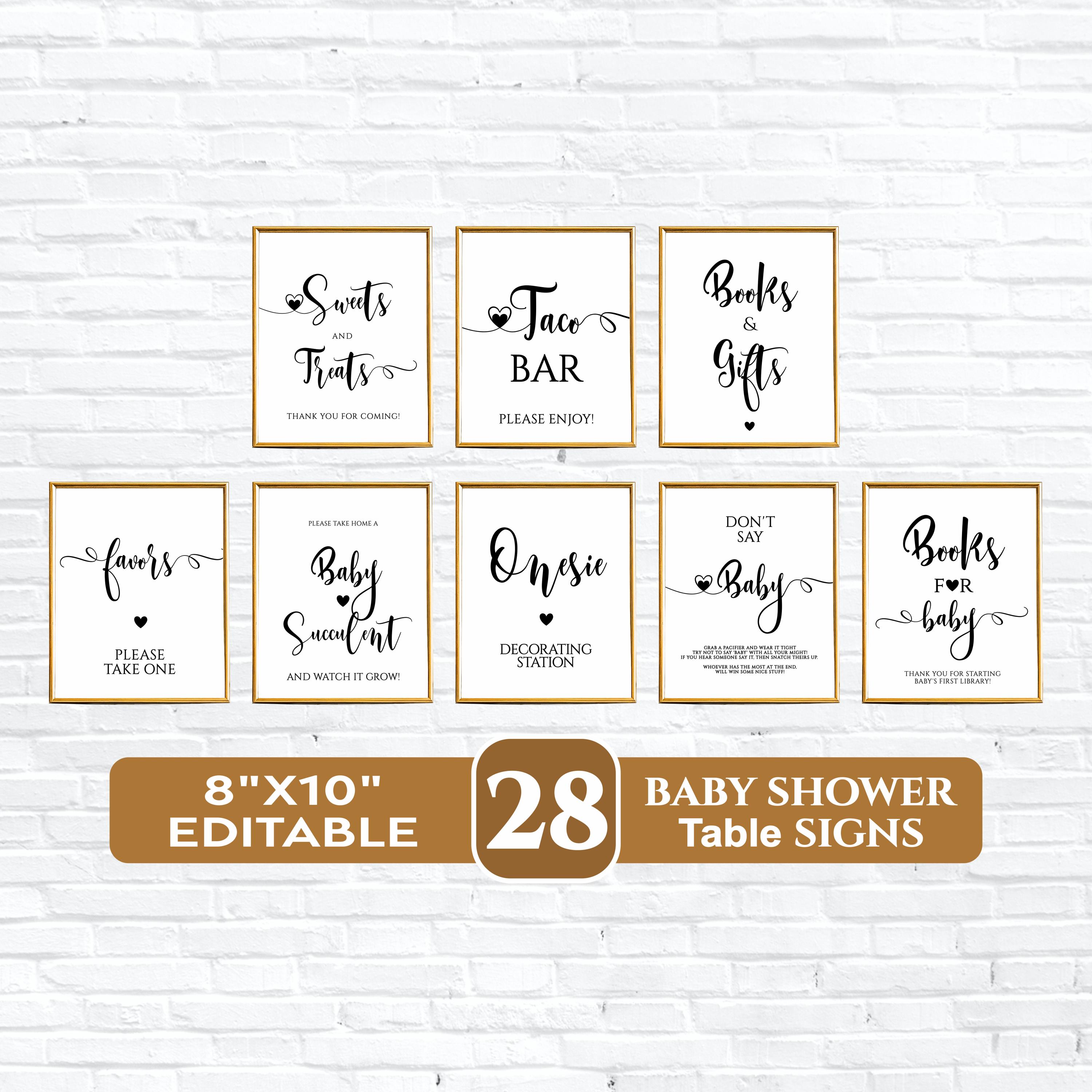 Editable Baby Shower Sign Bundle, Minimalist Baby Shower Table Signs ...