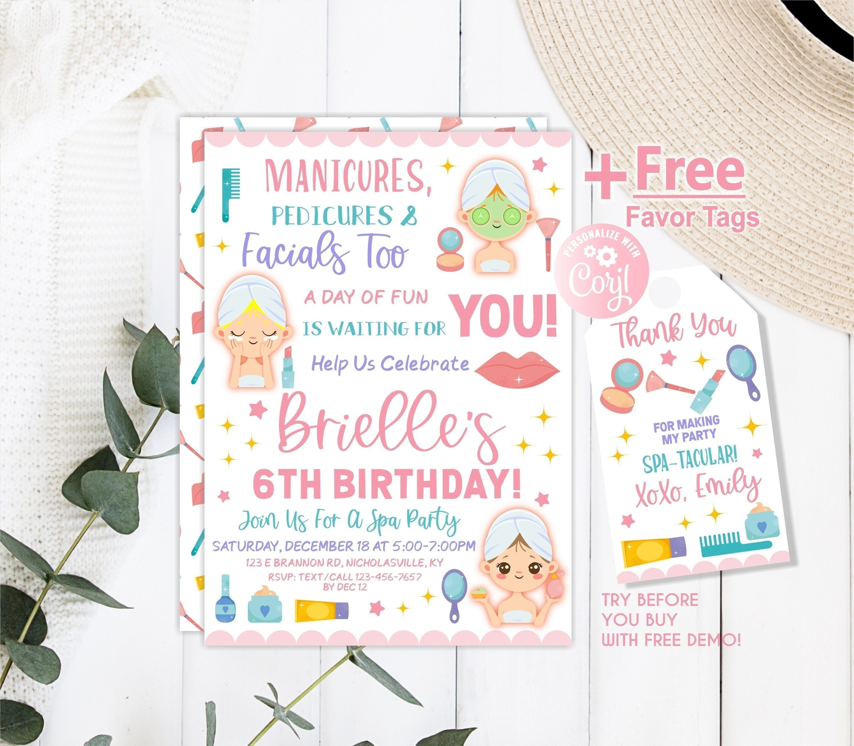 Spa Birthday Invitation Spa Party Invitation Spa Makeup - Etsy