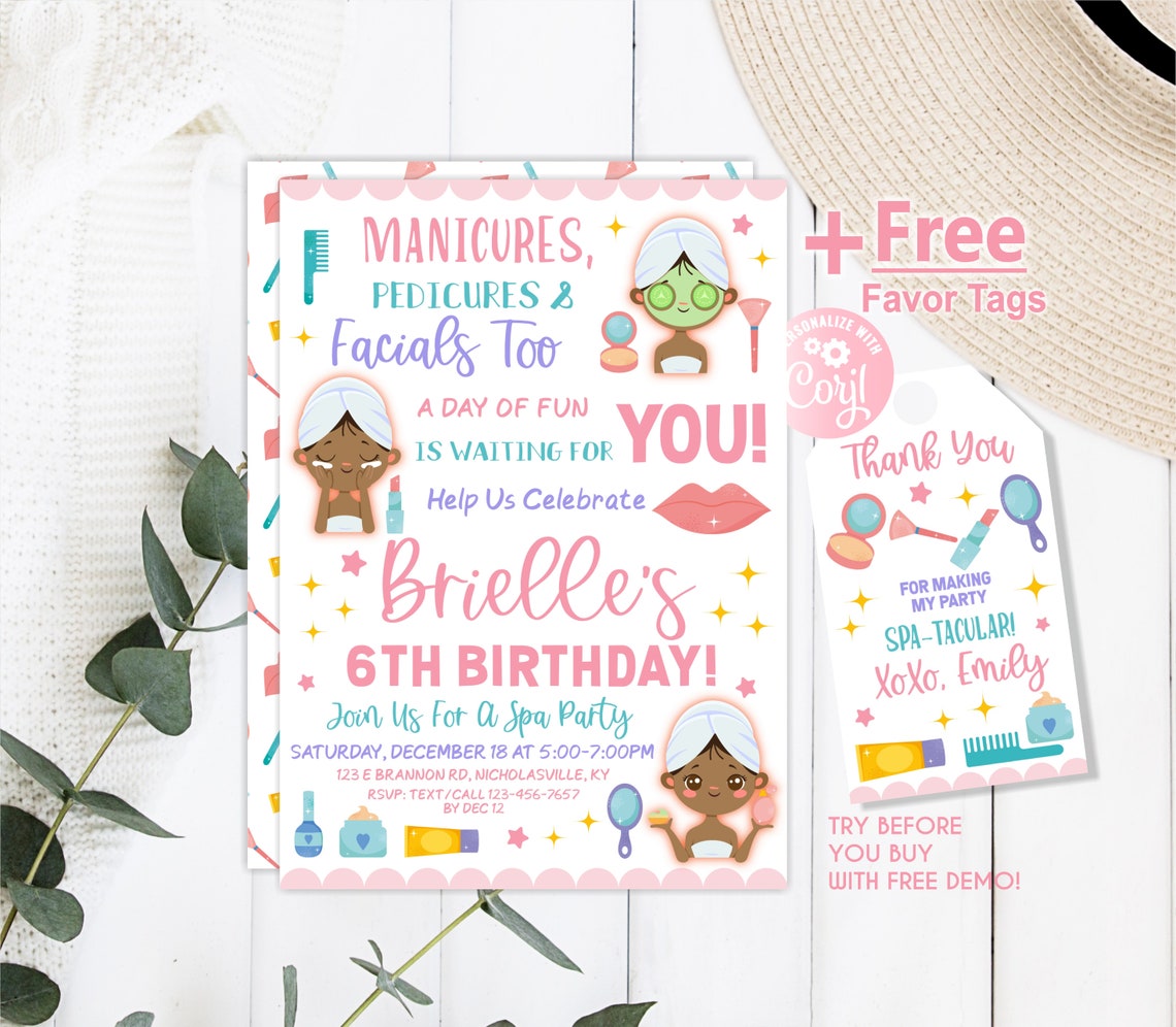 Spa Birthday Invitation Spa Party Invitation Spa Makeup - Etsy