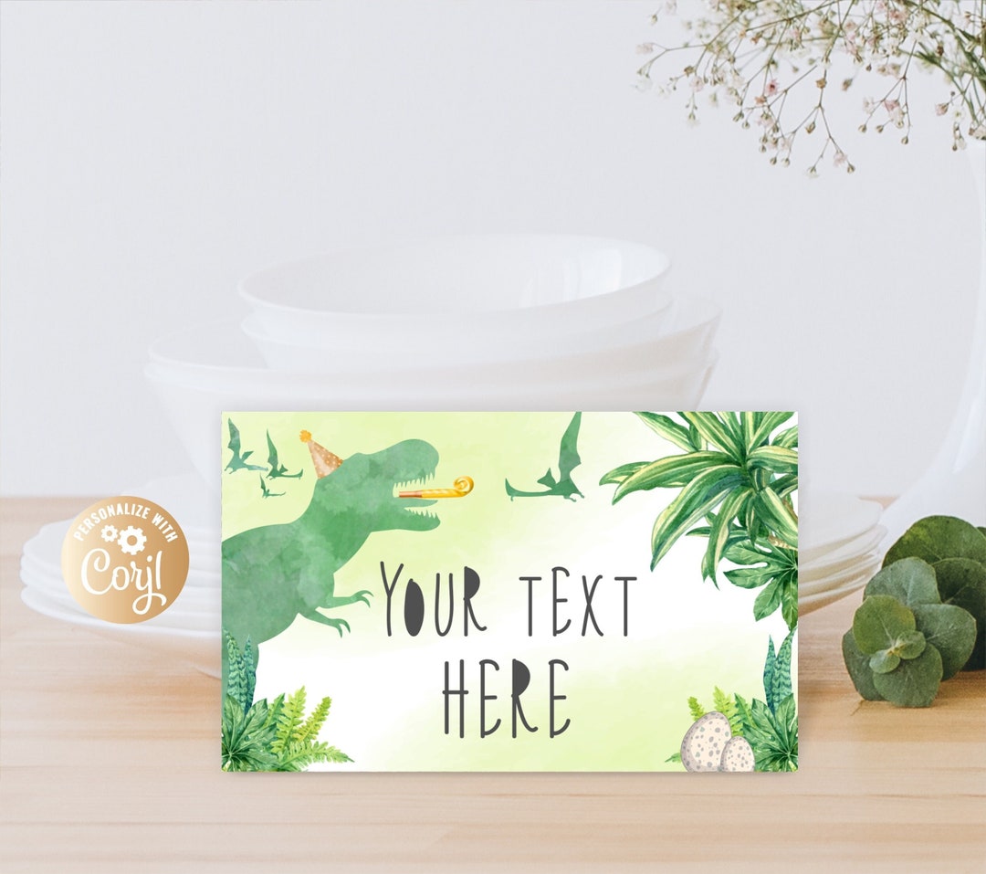 Editable Dinosaur Print Food Labels Boy, Editable Dino T-rex Food Signs ...