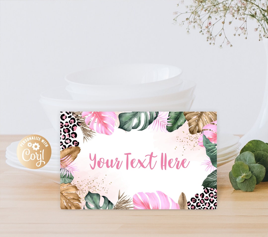 Safari Leopard Print Food Labels Girl Pink, Editable Jungle Animals ...