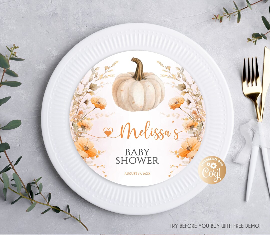 Editable Pumpkin Boho Charger Plate Insert Autumn, Fall Pumpkin ...