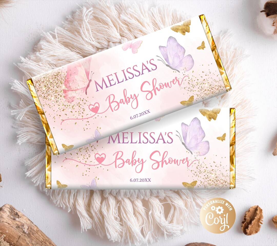 Editable Butterfly Chocolate Wrapper, Printable Butterfly Candy Bar ...