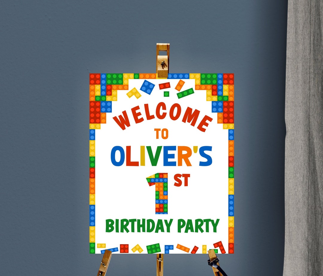 Editable Building Blocks Birthday Welcome Sign, Building Blocks Welcome ...