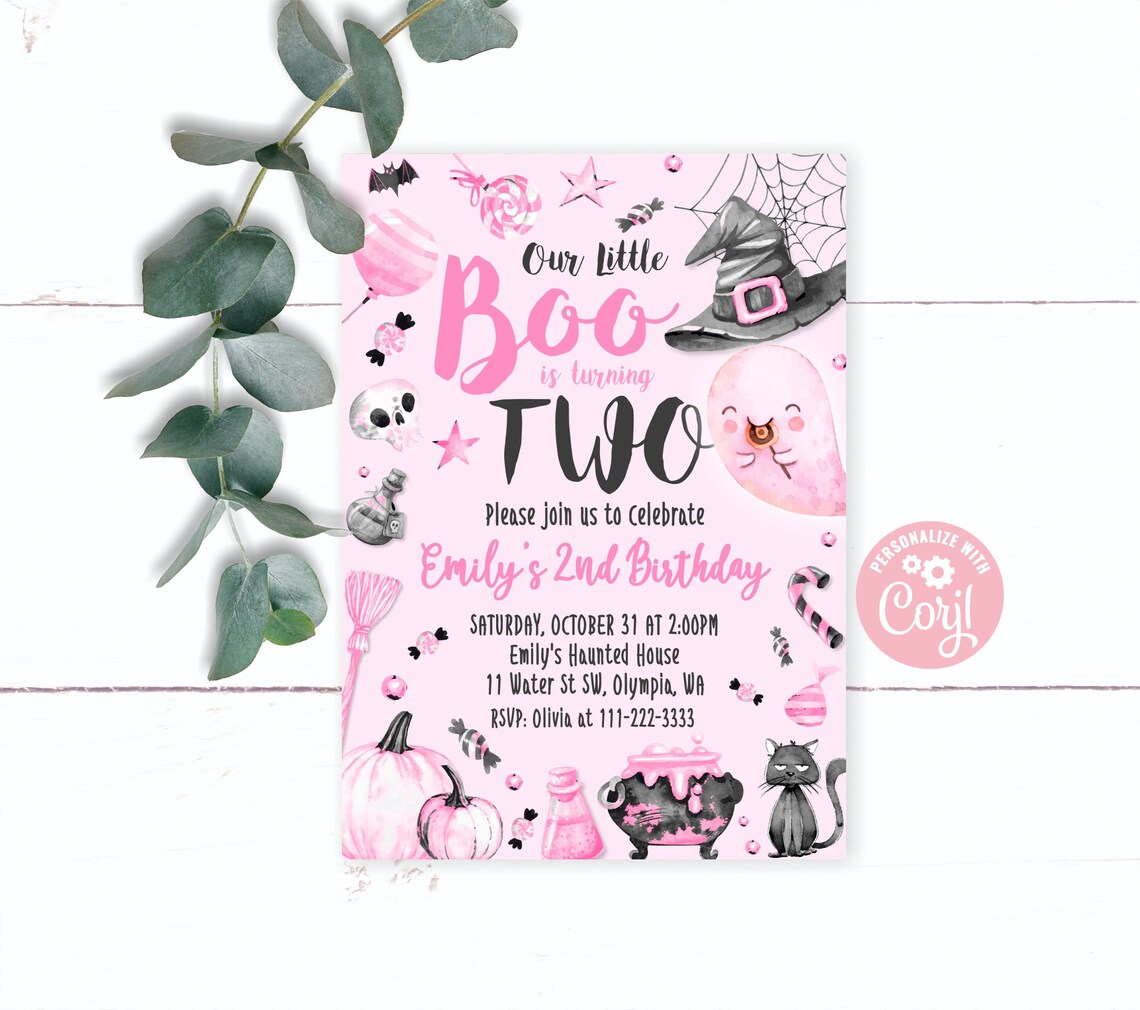 Editable Our Little Boo Birthday Party Invitation Halloween - Etsy