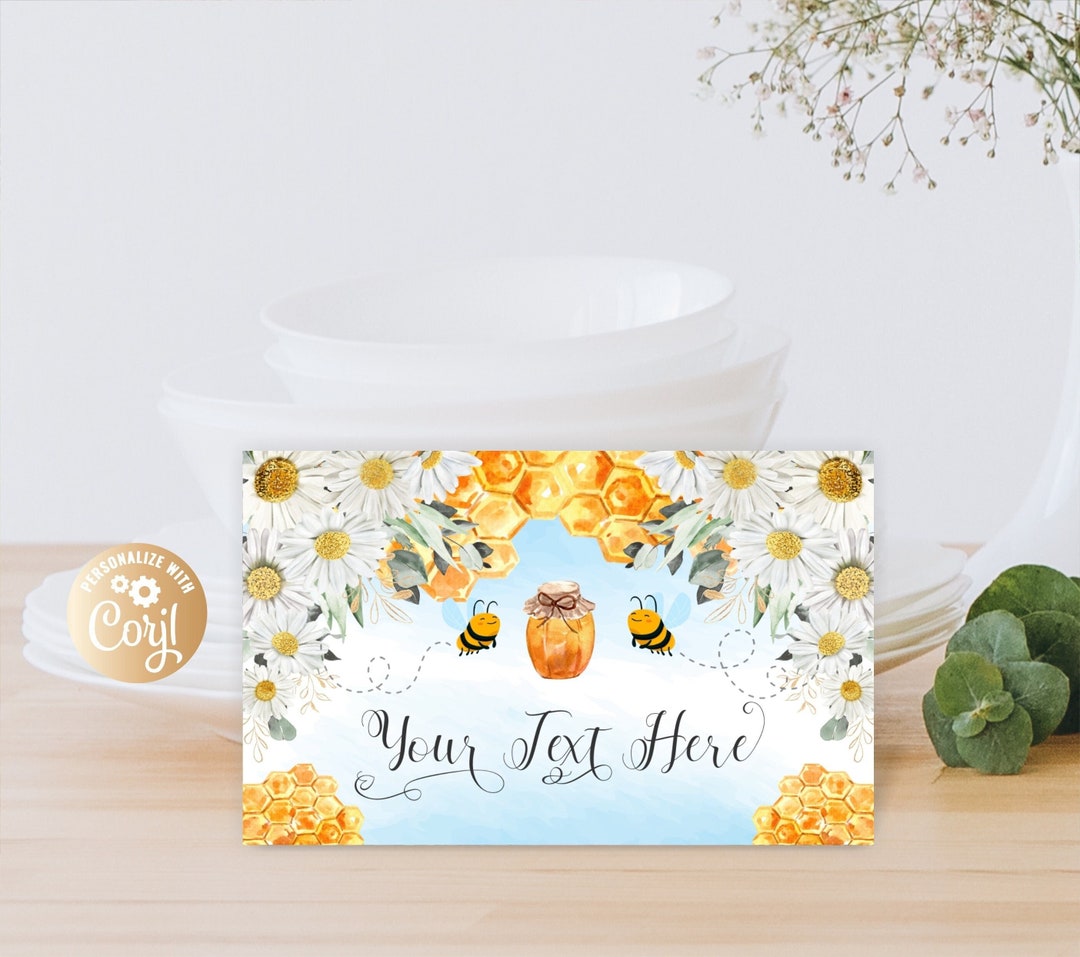 Editable Bee Honey Print Food Labels, Bee Honey Decor Food Signs, Bee ...