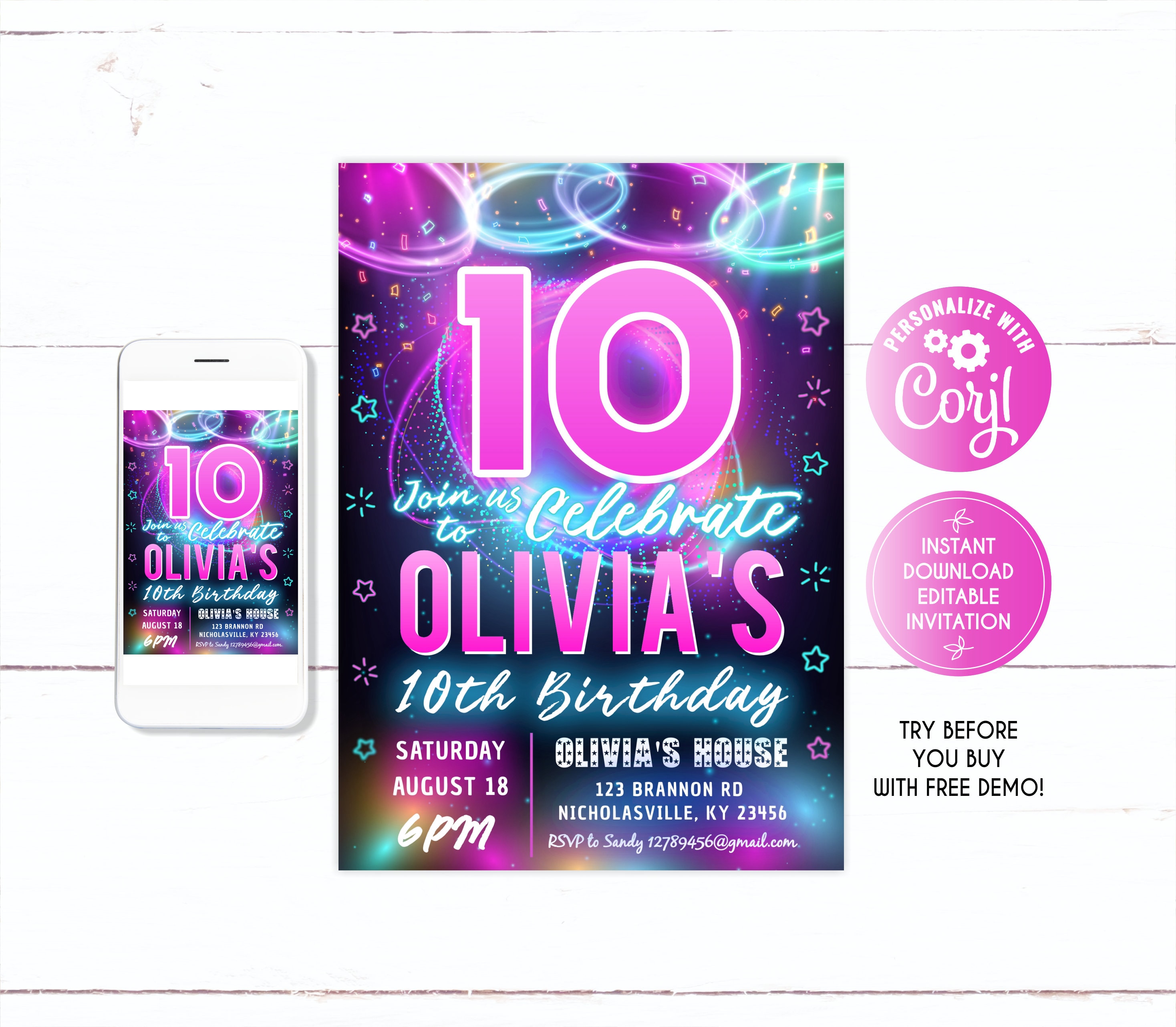 Invitation For 10 Year Old Girl Preppy Invitation – Digital Prints